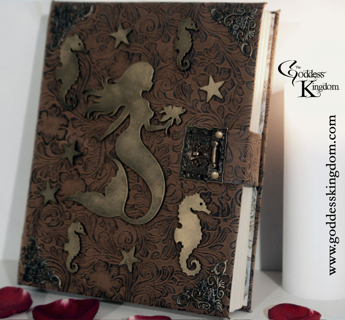 WICCA GOLDEN MERMAID FAUX FLORAL SUEDE GRIMOIRE (BLANK PAGES ...