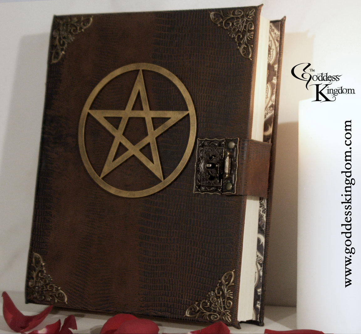 WICCA PENTAGRAM (LARGE) FAUX ALLIGATOR GRIMOIRE BOOK OF SHADOWS (BLANK ...