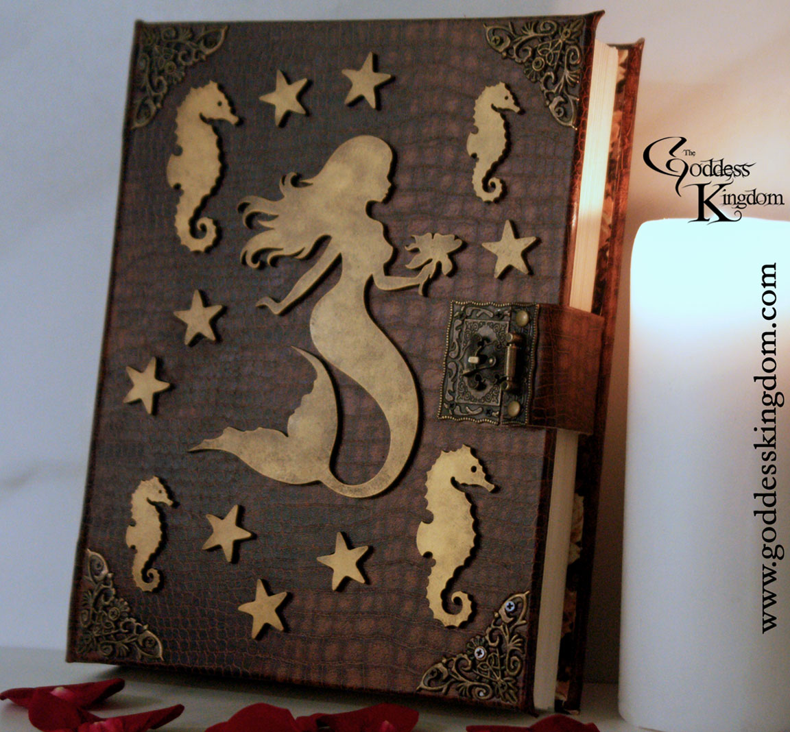 WICCA GOLDEN MERMAID FAUX CROCODILE LEATHER (SIENNA BROWN) GRIMOIRE ...