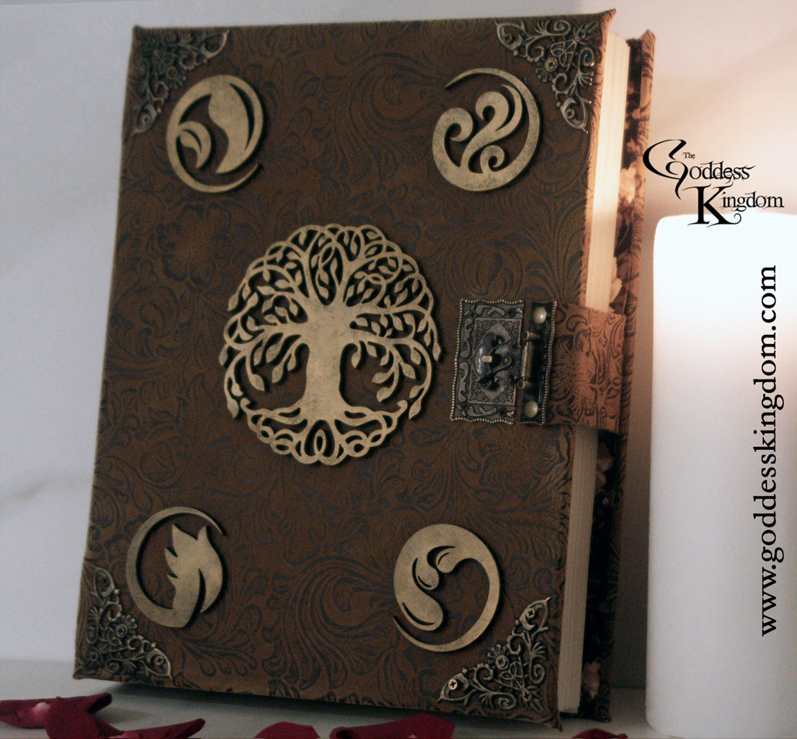 WICCA TREE OF LIFE-ELEMENTS FAUX FLORAL SUEDE GRIMOIRE (BLANK PAGES ...